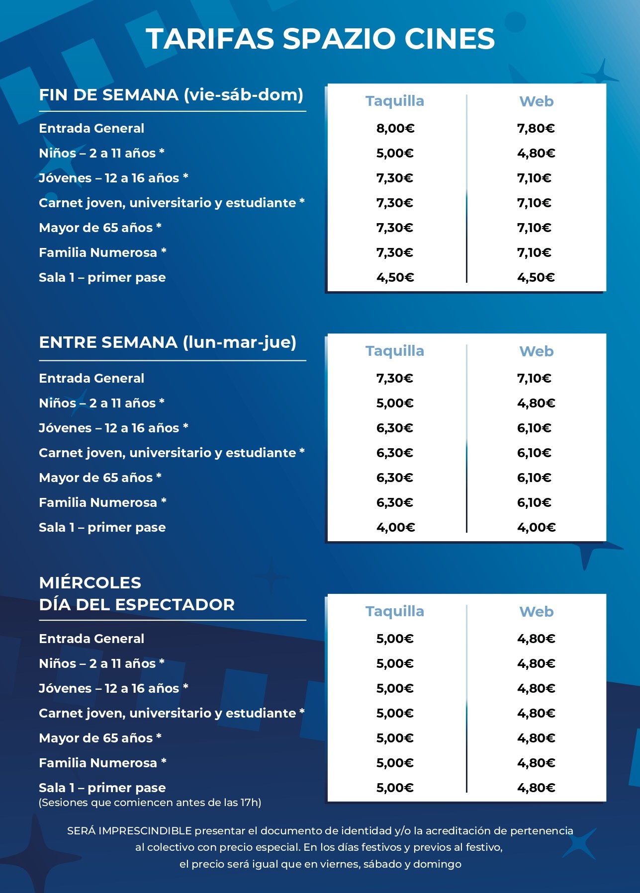 PRECIOS – Spazio Cines
